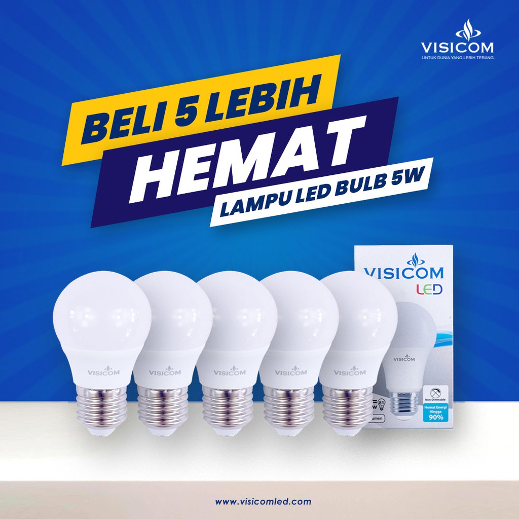 Jual VISICOM PAKET HEMAT Lampu LED Bulb 5 Watt (HB) - Isi 5 Pcs | Shopee Indonesia