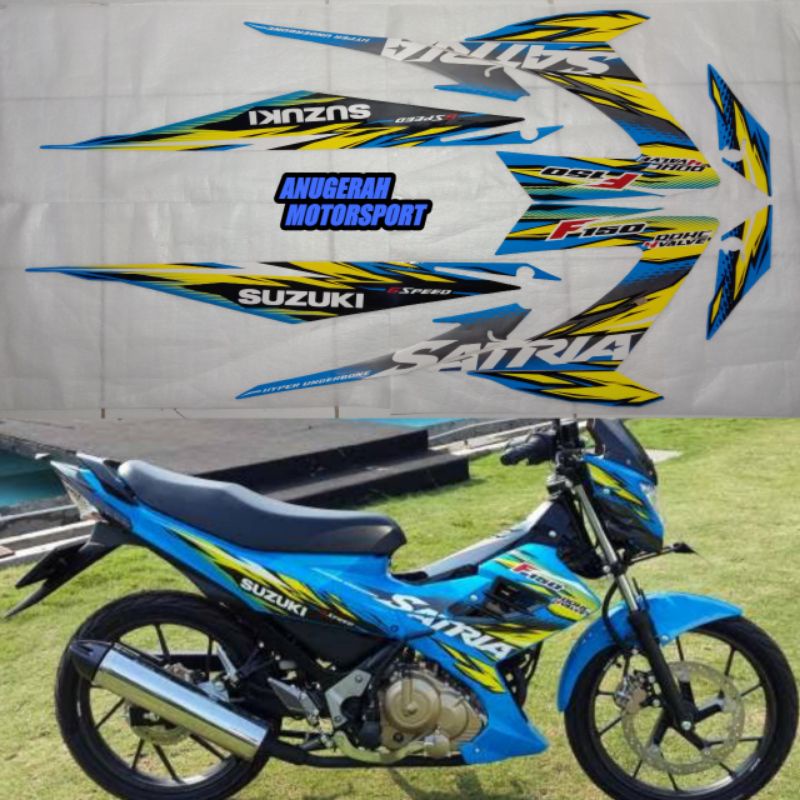 Jual striping sticker lis Satria Fu facelift 2013 2014 body biru grafis ...