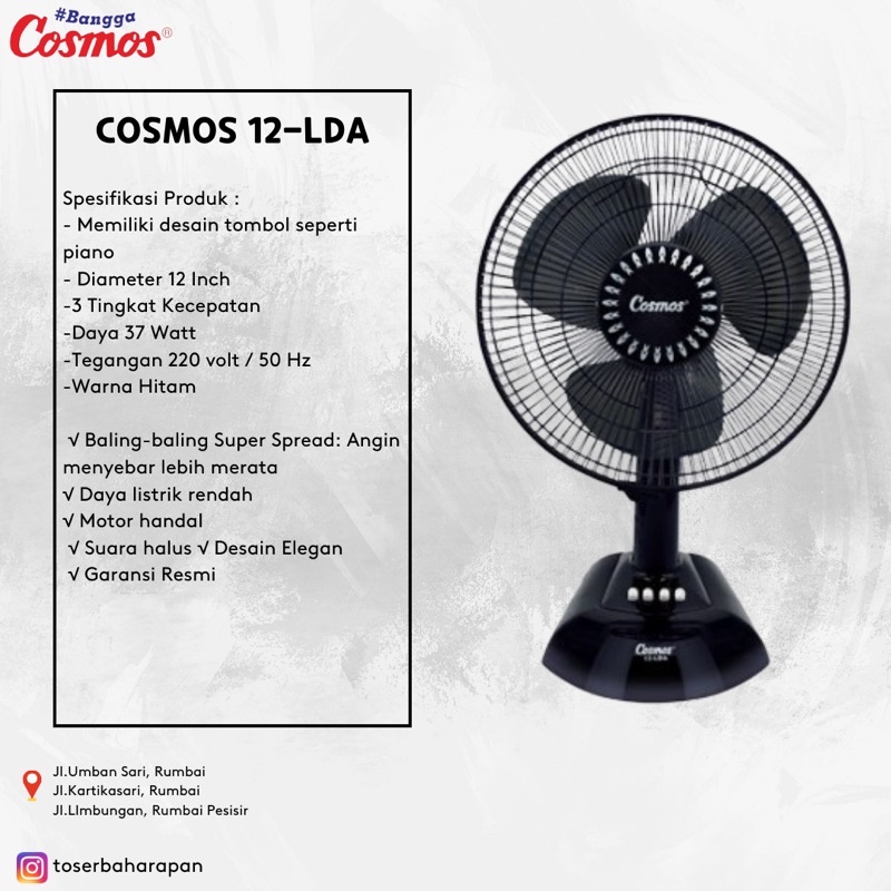Jual KIPAS MEJA / DESK FAN - COSMOS 12 LDA (GARANSI RESMI) | Shopee ...