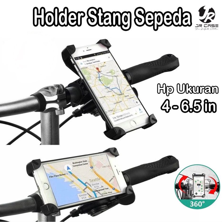 Jual JRCASE Phone Holder HP SEPEDA UNIVERSAL 360 Derajat Bike Phone Holder Jepit Stang Sepeda ...