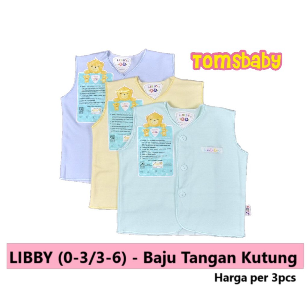 Jual [TOMS] [2-6kg] LIBBY (3pcs) Baju Tangan Kutung / Tanpa Lengan WARNA Polos (0-3bln / 3-6bln ...