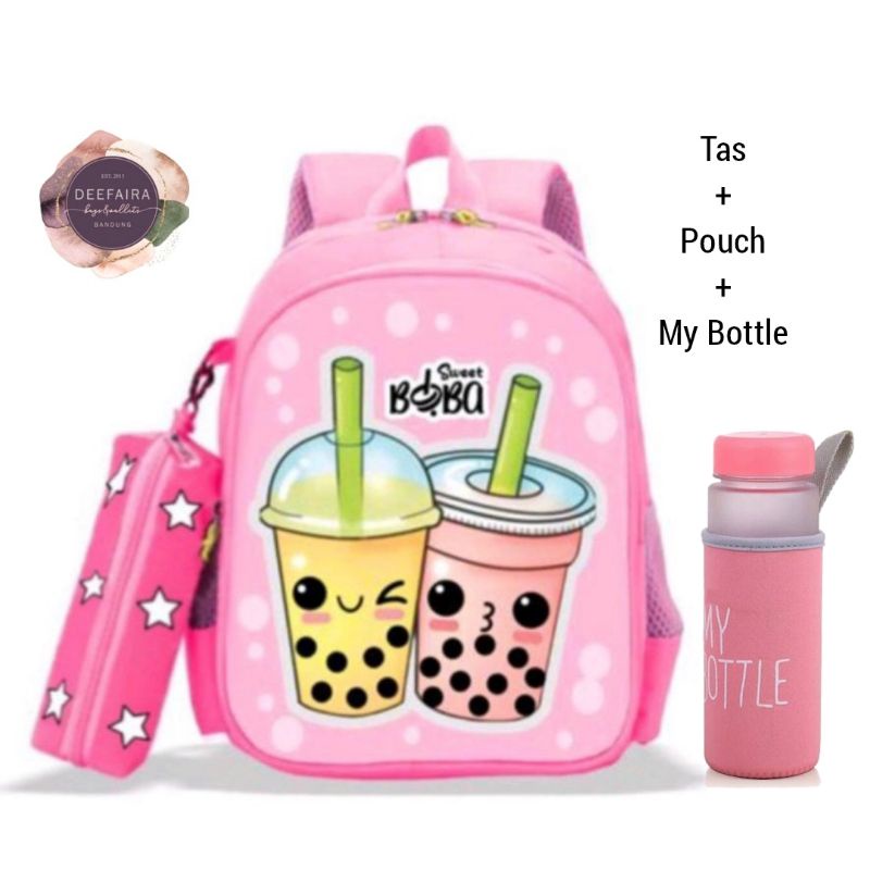 Jual Tas Sekolah Anak Perempuan TK SD Set Pouch da My Botte Model Bobaa | Shopee Indonesia