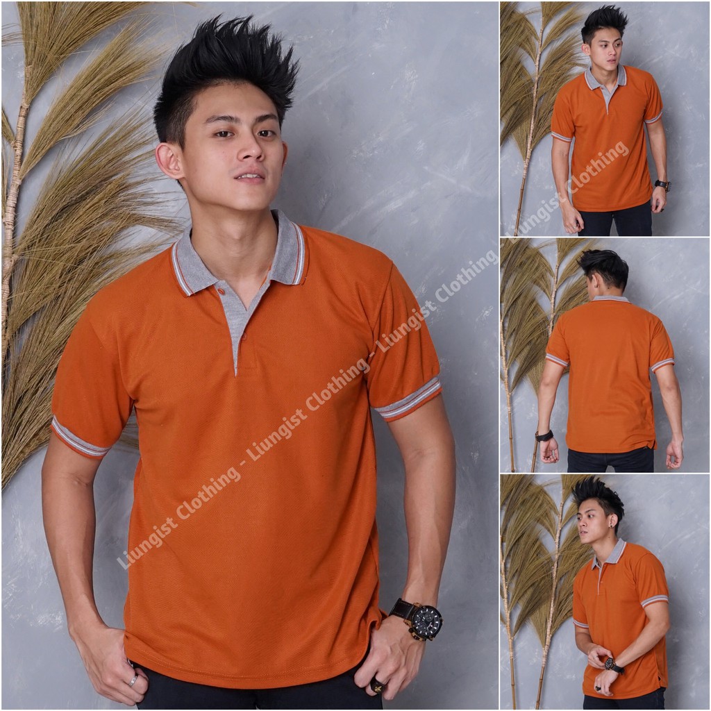 Jual Kaos Polo Unisex Merah Bata Kerah Abu / Kaos Kerah / Poloshirt ...