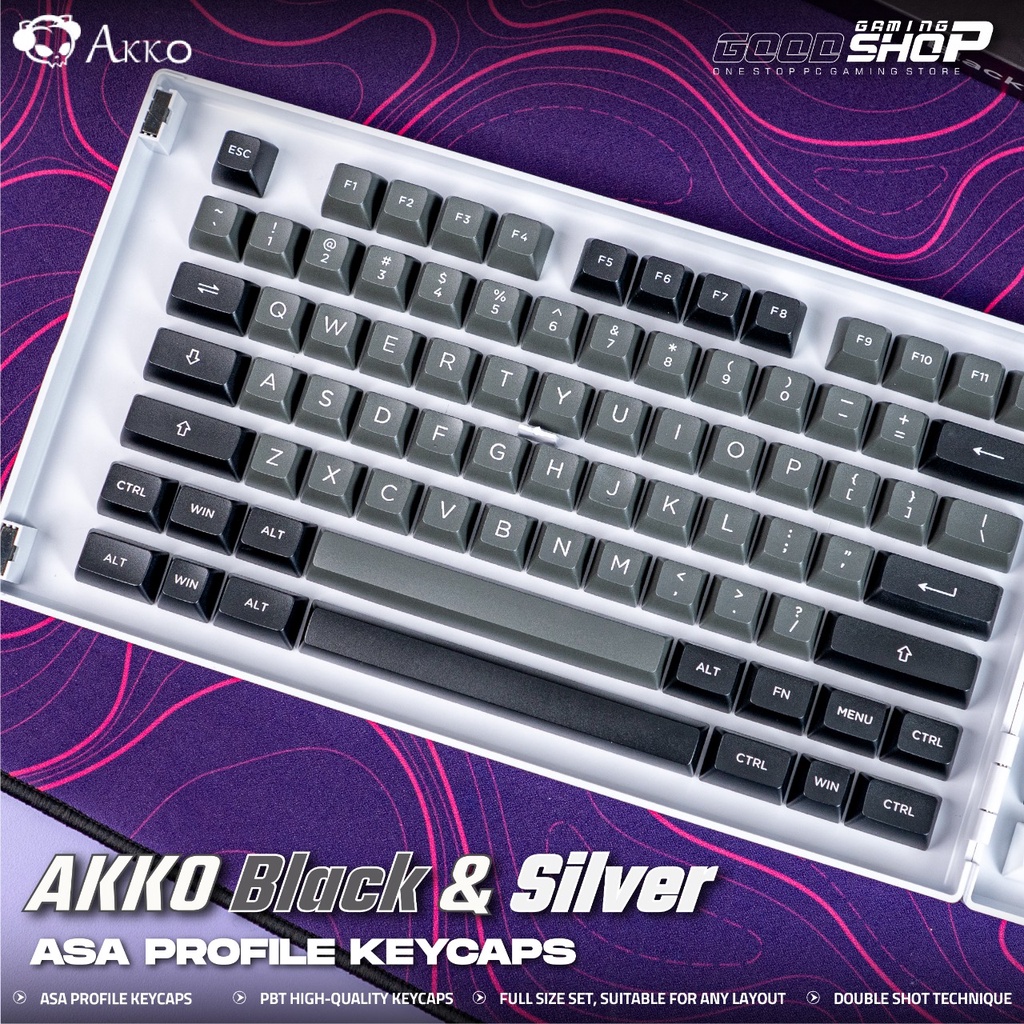Jual Akko Black & Silver Keycap Set 197 key ASA - Keycap Set | Shopee ...