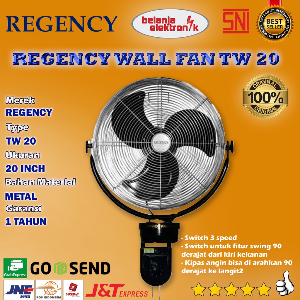 Jual KIPAS ANGIN DINDING TORNADO BESI WALL FAN 20 INCH REGENCY TW-20 ...