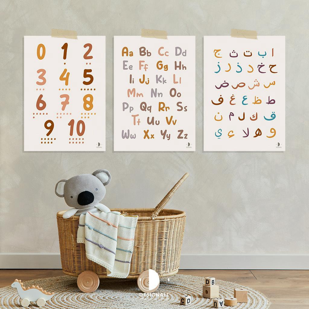 Jual Designall Poster Edukasi Anak Aesthetic Alphabet ABC Hijaiyah Wipe ...