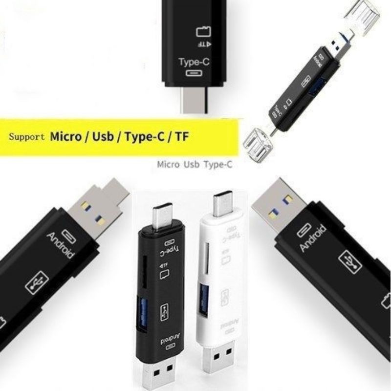 Jual HS Premium adapter SD card reader 5 in 1 micro TF otg usb | Shopee ...