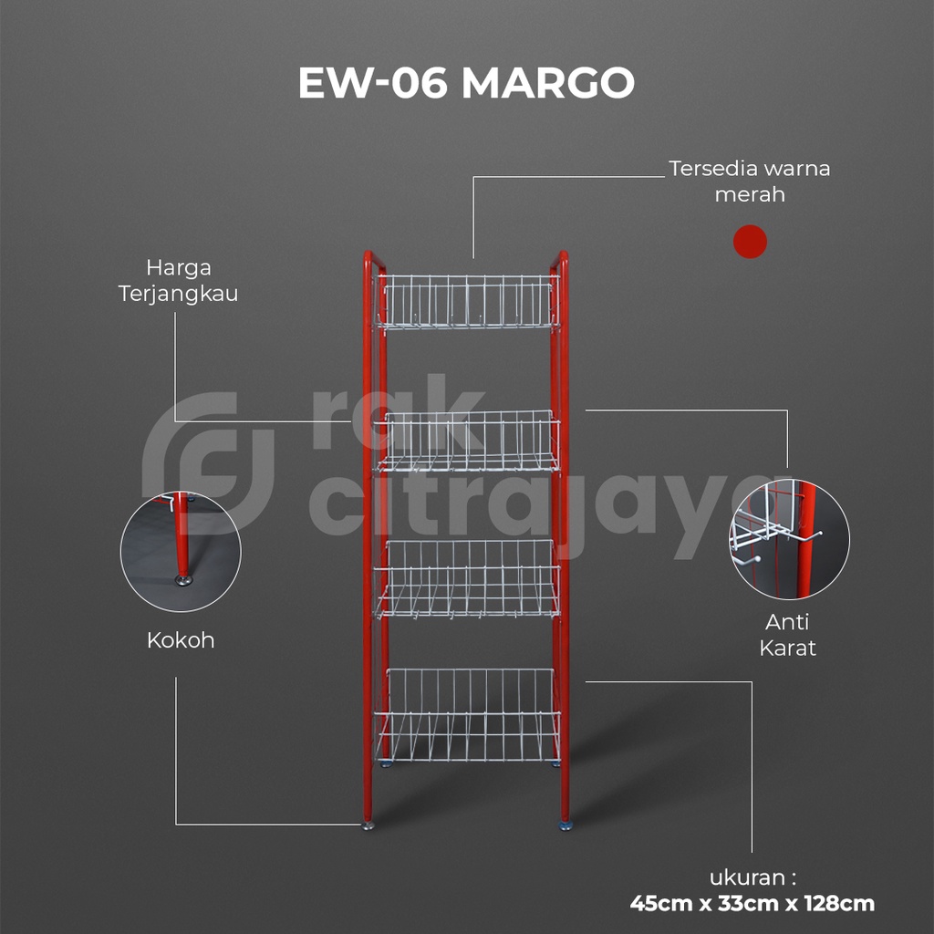 Jual RAK CIKI SNACK JUMBO SERBAGUNA SUSUN 4 PUTIH/MERAH | MARGO EW-05 ...