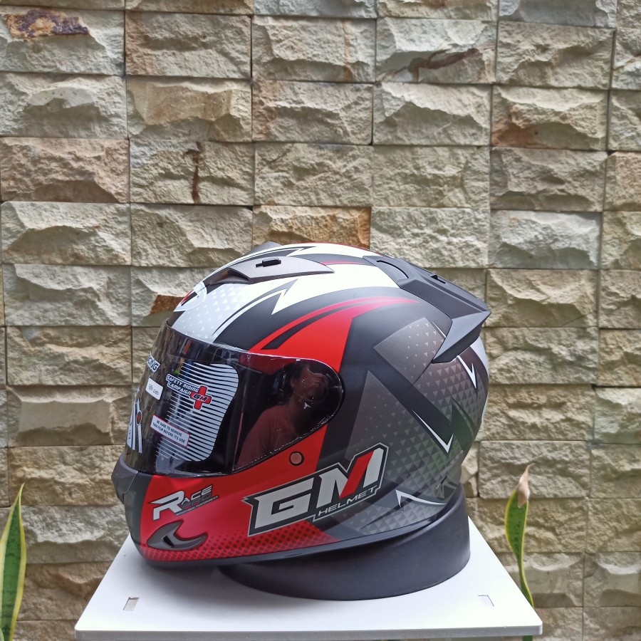 Jual HELM GM PRO RACE FLASH BLACK RED DOF | Shopee Indonesia