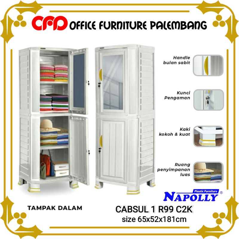 Jual lemari pakaian pintu napolly cabsul 1 R99 C2K lemari baju plastik ...