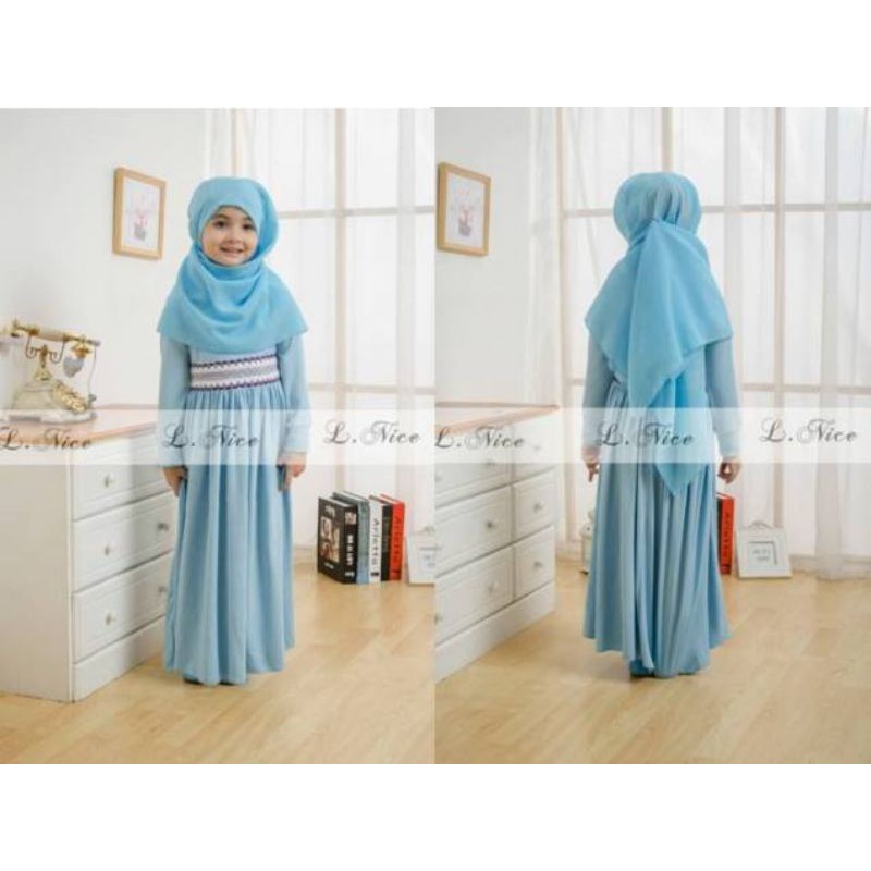 Jual L Nice Gamis Biru Muda | Shopee Indonesia