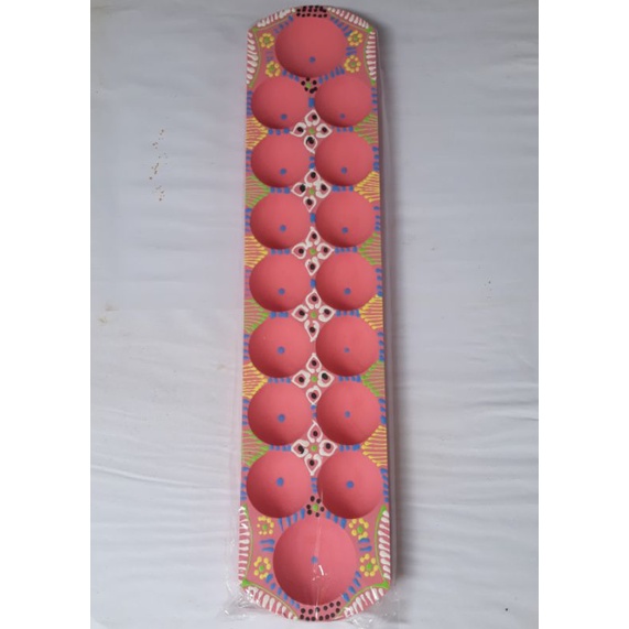 Jual Congklak Kayu Panjang Motif Lukis Warna Pink Free Kerang Asli ...