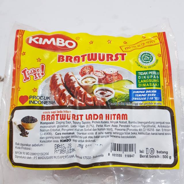 Jual Sosis sapi kimbo bratwurst mini lada hitam 500 gram 10 pcs black ...