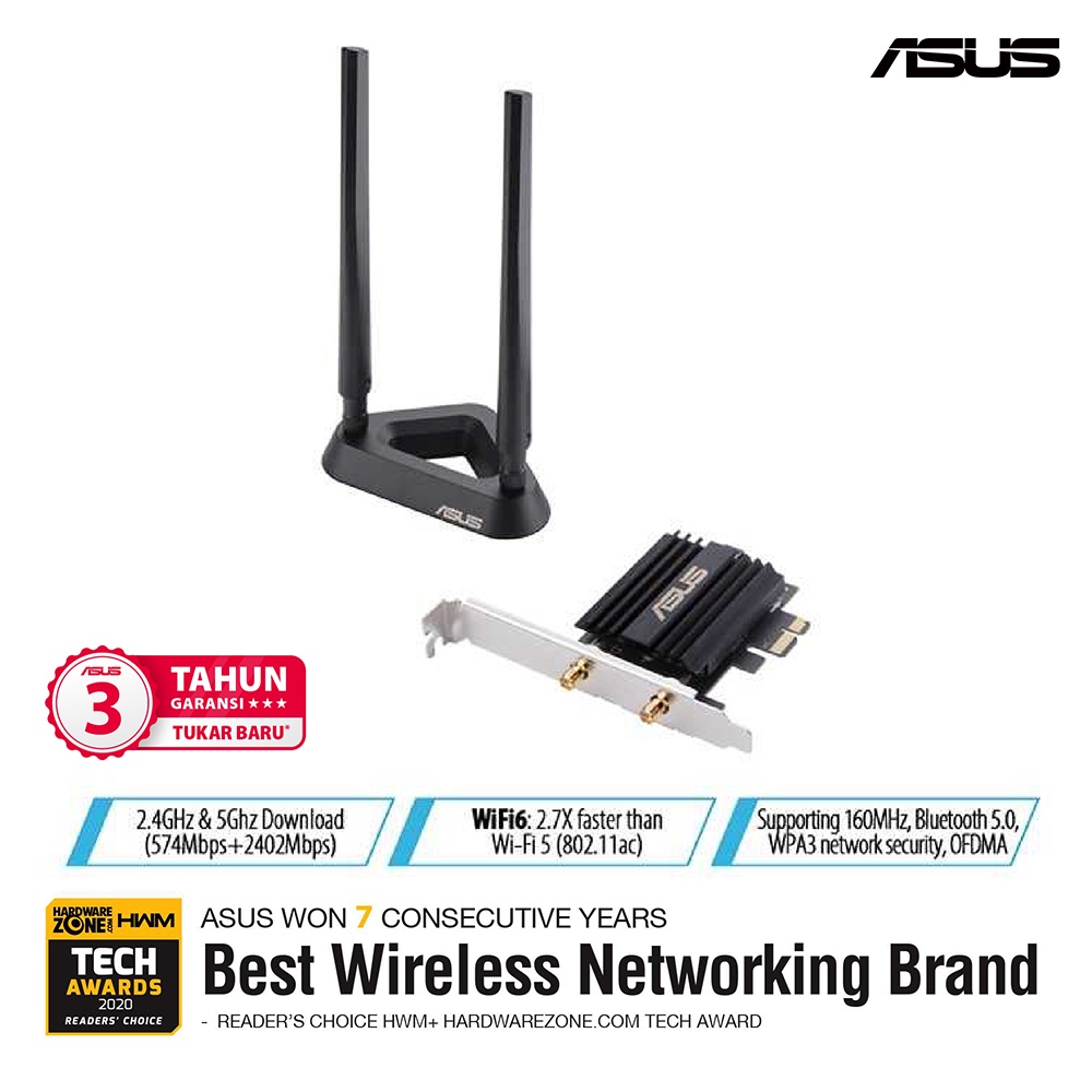 Jual Asus PCE-AX58BT AX3000 Dual Band PCI-E WiFi 6 Adapter | Shopee ...
