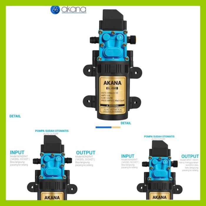 Jual Pompa DC 12 Volt AKANA 4949 - OTOMATIS TEKANAN TINGGI - DRAT ...