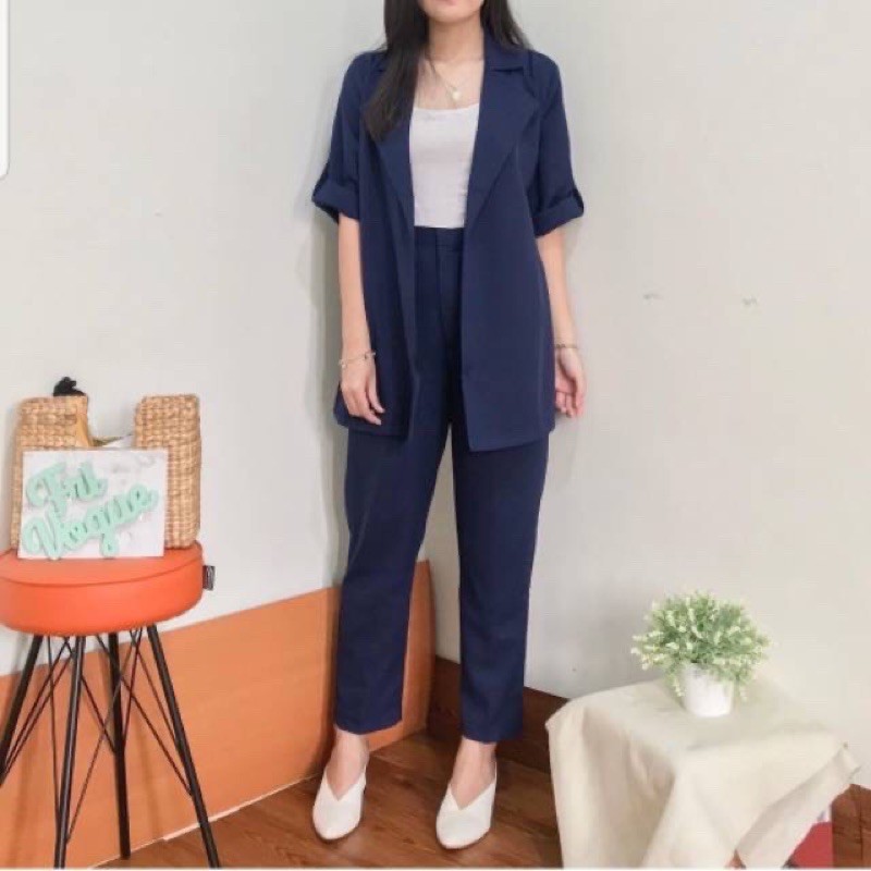 Jual LILO Shin-Hye Set | Setelan Kantor Blazer Celana Panjang Hitam ...