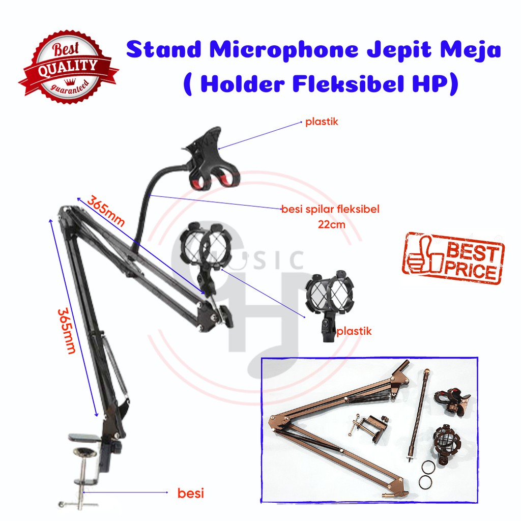 Jual Stand Microphone Jepit Meja Plus Holder Fleksibel HP | Shopee ...
