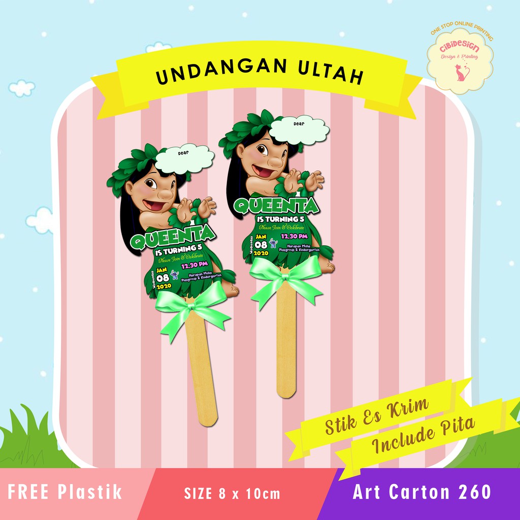 Jual Kartu Undangan Ultah / Ulang tahun custom lucu unik murah Lilo ...