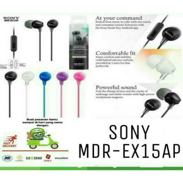 Jual Headset Handsfree Earphone ORIGINAL SONY MDR EX15AP With MIC ...