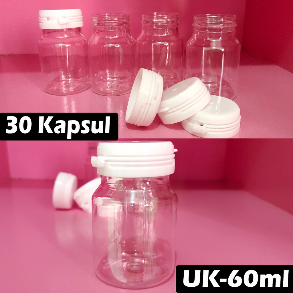 Jual Botol Kapsul 60ml Isi 30 Obat Bulat Bening Fliptop | Shopee Indonesia