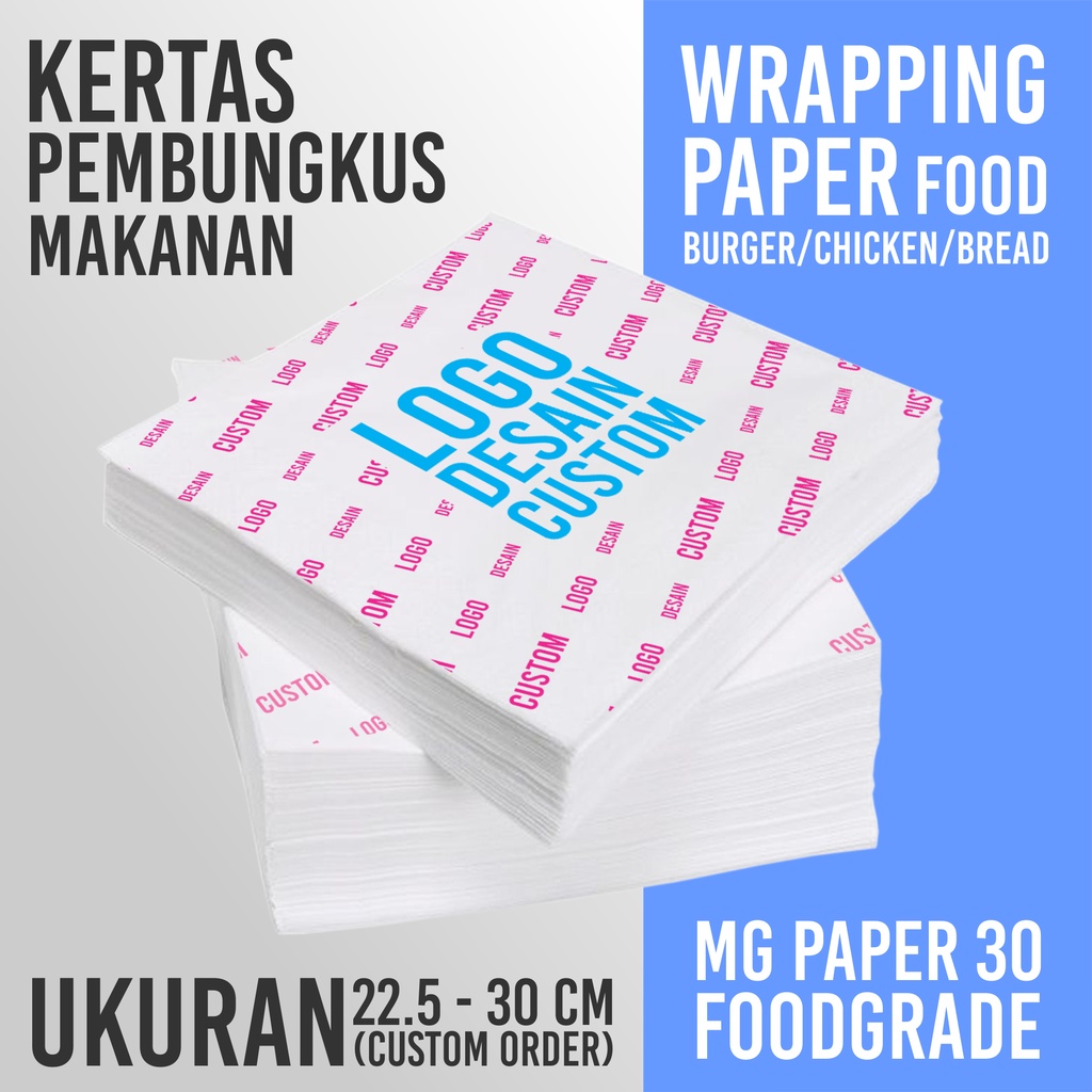 Jual KERTAS PEMBUNGKUS NASI ROTI BURGER WRAPING PAPER FOOD CUSTOM ...