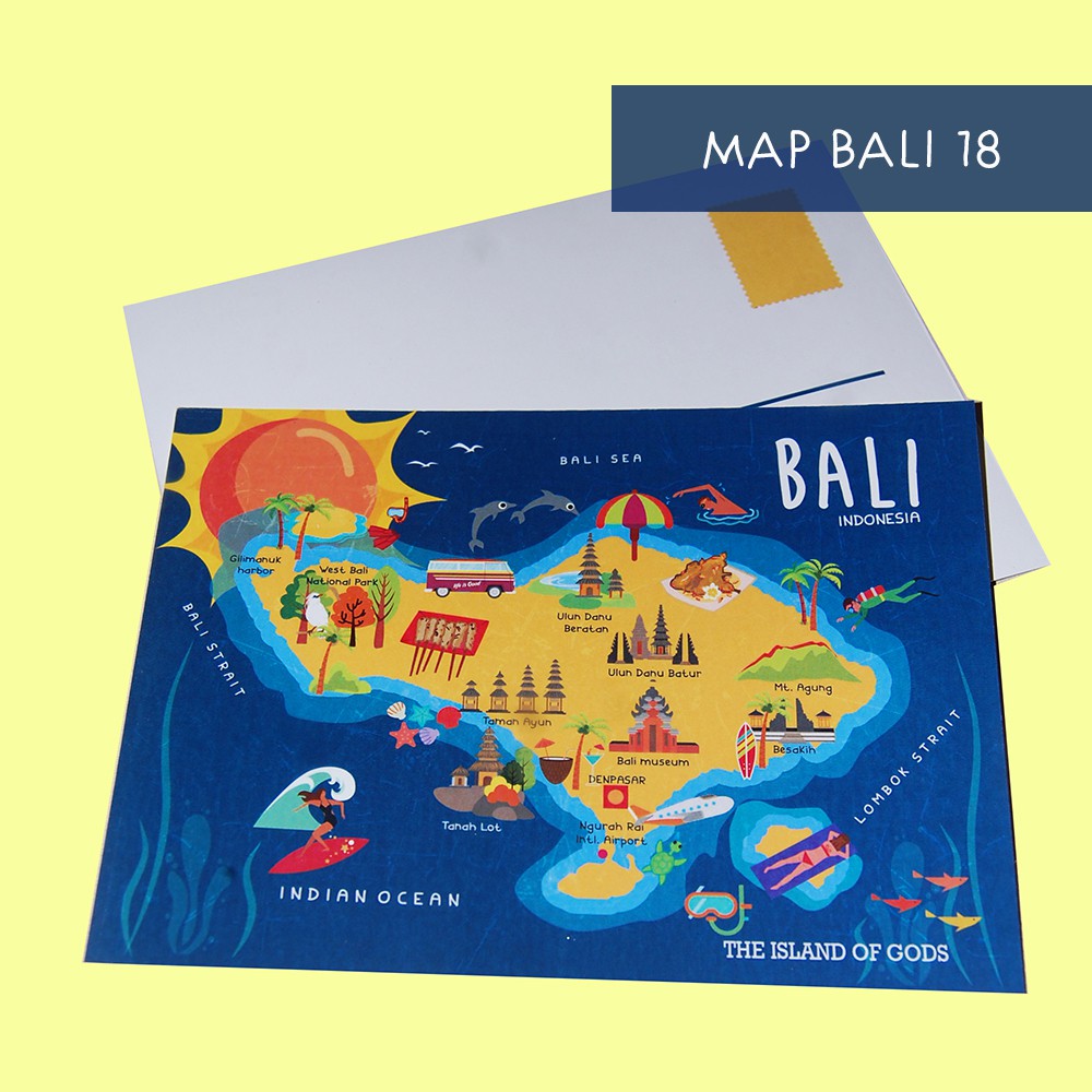 Jual Kartu pos - Postcard Map Bali 2018 | Shopee Indonesia