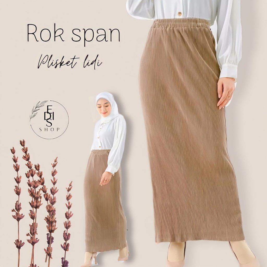 Jual ROK PREMIUM SPAN PLISKET LIDI / YURE SKIRT PLEATS LIDI ROK SPAN PLISKET KANTOR FORMAL ...
