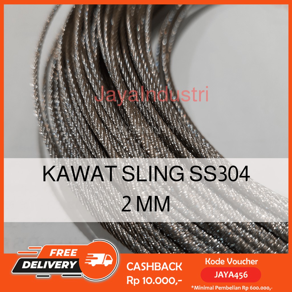 Jual TALI KAWAT BAJA SLING SELING STAINLESS STEEL WIRE ROPE 2MM | Shopee Indonesia