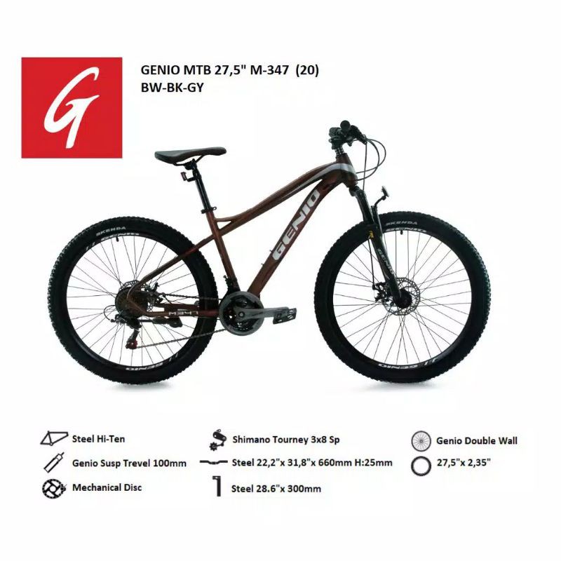 Jual Genio Bike Sepeda Gunung MTB 27,5-24SP G M-347 (20) BW-BK-GY ...