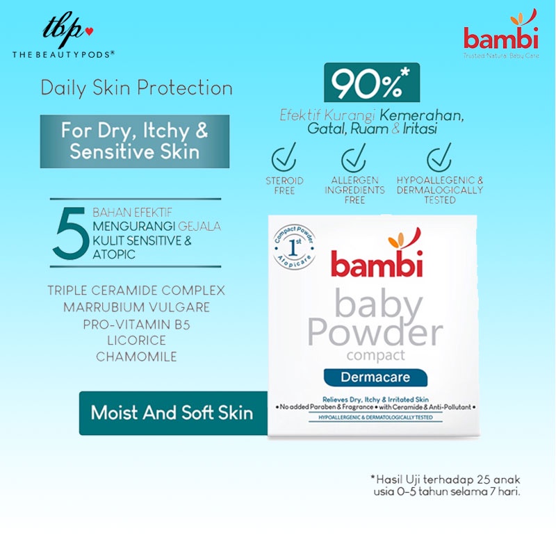 Jual Bambi Baby Compact Powder Dermacare 40gr | Bedak Padat Bayi Anak ...