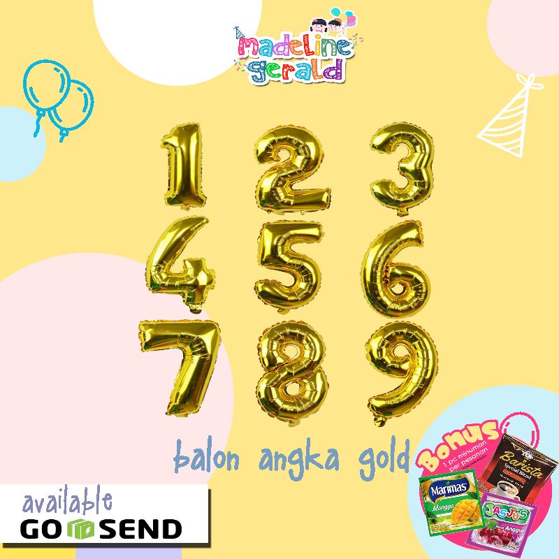 Jual Balon Foil Angka Gold Emas 40 cm | Shopee Indonesia