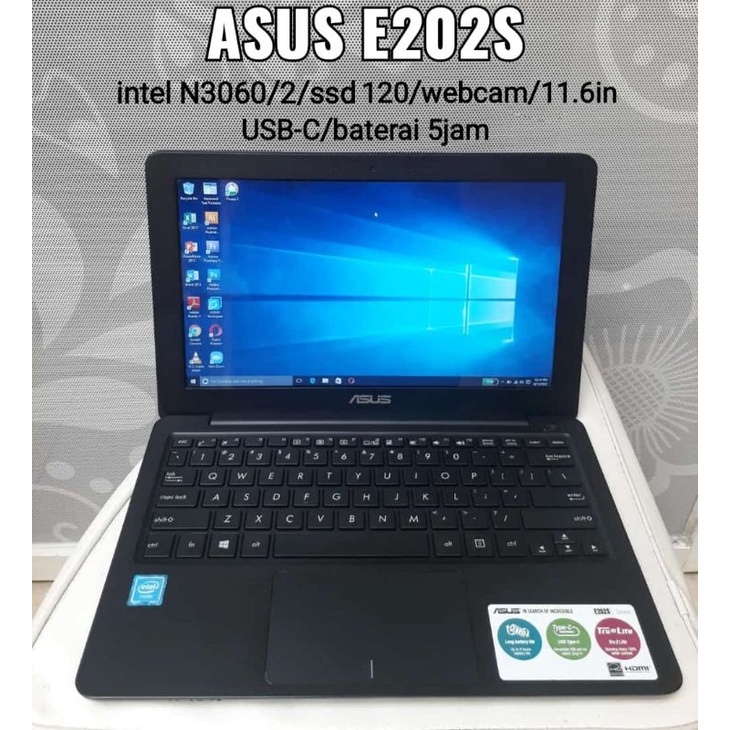 Jual Notebook ASUS e202S 2GB/120GB SSD layar 11.6in free mouse | Shopee ...