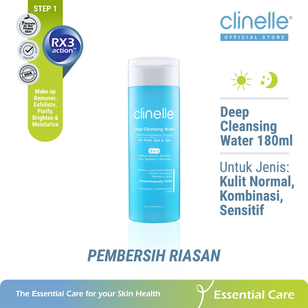 Jual CLINELLE Deep Cleansing Water 180 mL - Micellar Water Seluruh ...