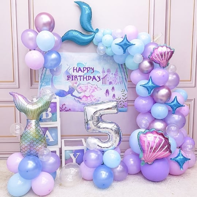 Jual Mermaid theme Garland Arch Balon Ulang Tahun Dekorasi Latex Balon ...