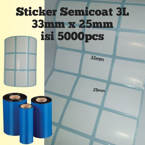 Jual KERTAS STICKER LABEL BARCODE 33 X 25MM 3 LINE (ukuran bisa costum ...