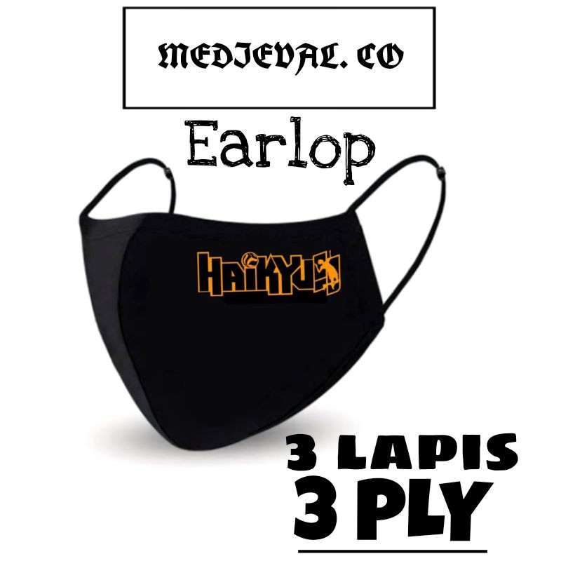 Jual Mask Haikyuu - Masker kain 3 lapis ANIME HAIKYU / Masker HITAM ...