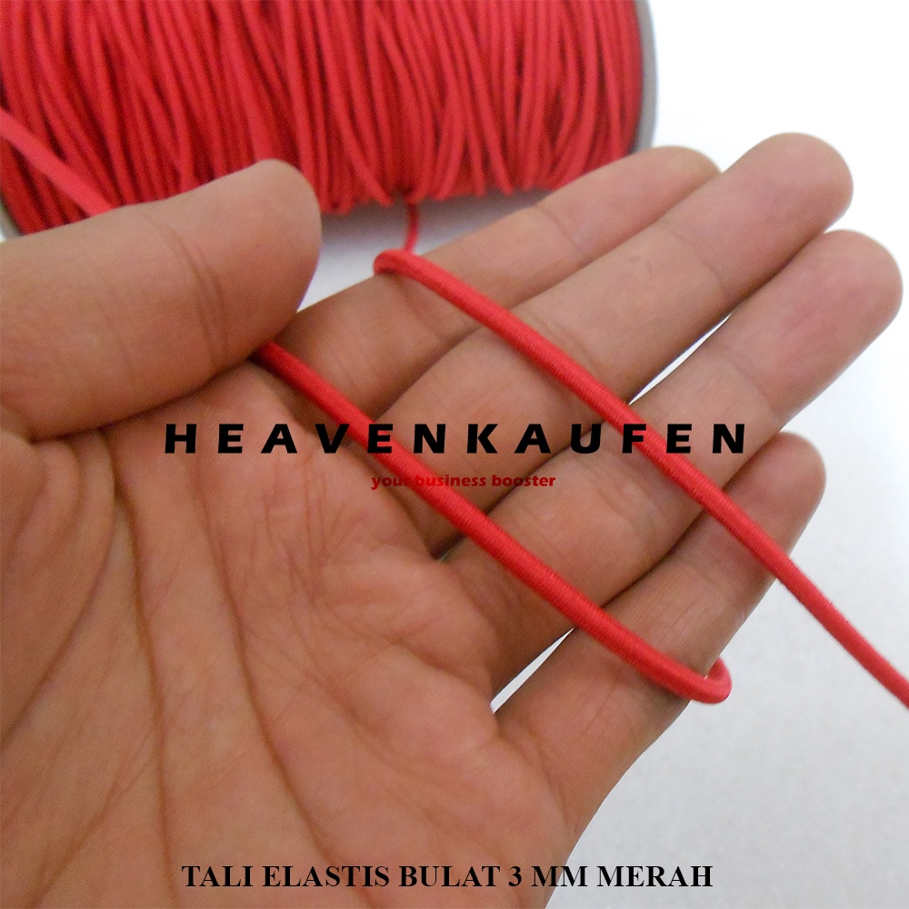 Jual Tali Karet Elastis Melar Bulat 3 mm Warna Merah Untuk Tali Jaket ...