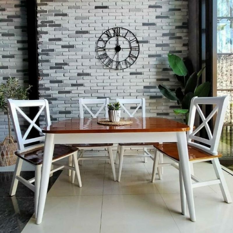 Jual MEJA MAKAN MINIMALIS 4 KURSI BAHAN KAYU JATI ASLI MODEL KURSI CAFE RESTORAN DAN RUMAH ...