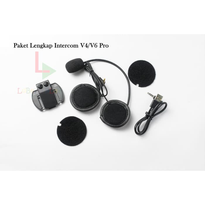 Jual Paket Lengkap Headset Kabel Charger dan Clampkit Intercom Helm V4 ...