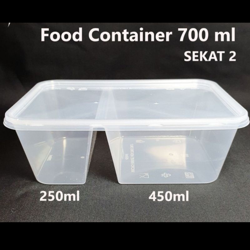 Jual Food Container Suapi Thinwall 700 Ml Sekat 2 1 Pack 25 Pcs