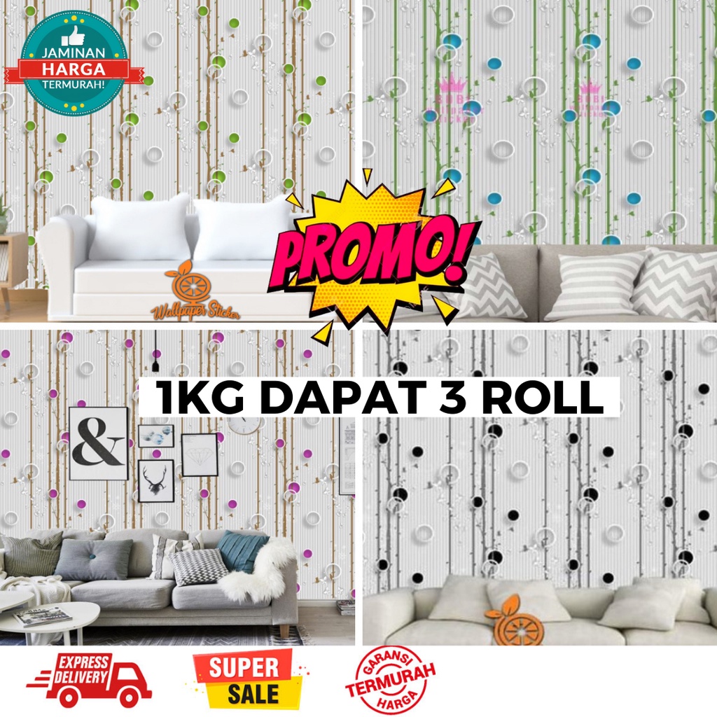 Jual Wallpaper Dinding Polkadot Wallpaper 3D Wallpaper Stiker Dinding Garis Bulat Hijau | Shopee ...