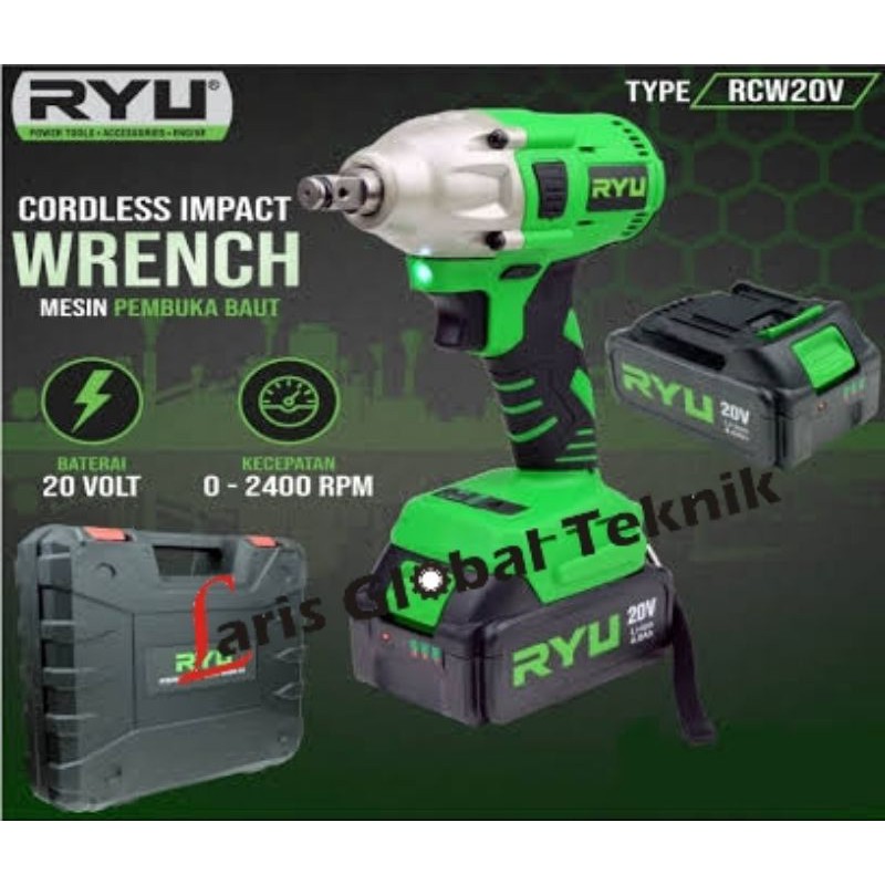 Jual RYU Cordless Impact Wrench RCW 20 V Pembuka baut baterai RCW20V ...