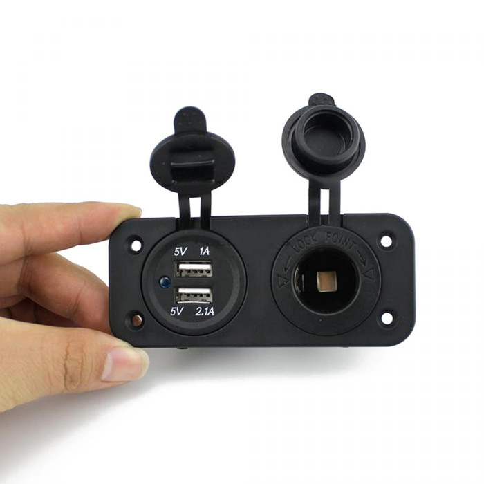 Jual Charger Motor NMAX Dual USB Port dengan Socket Lighter Waterproof ...