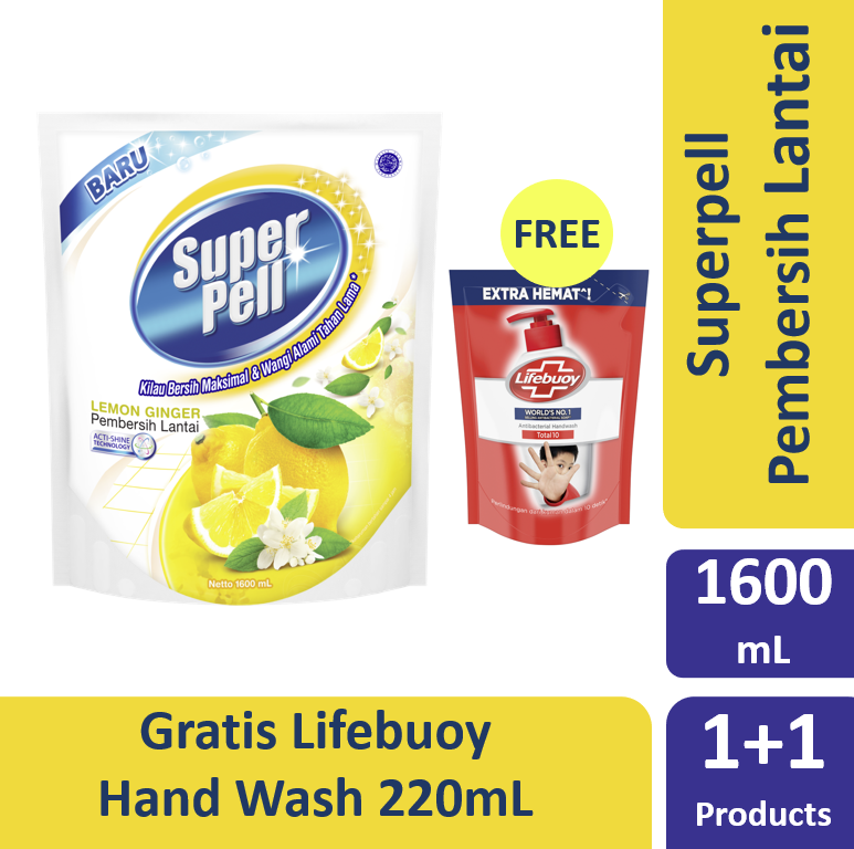 Jual Buy Superpell Pembersih Lantai Lemon Ginger 1600Ml Free Lifebuoy ...