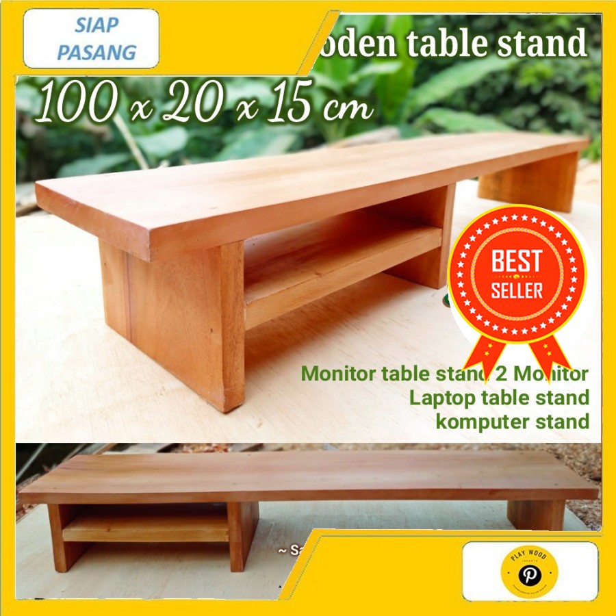 Jual ALAS MONITOR PANJANG / Monitor stand kayu / meja monitor Monitor ...