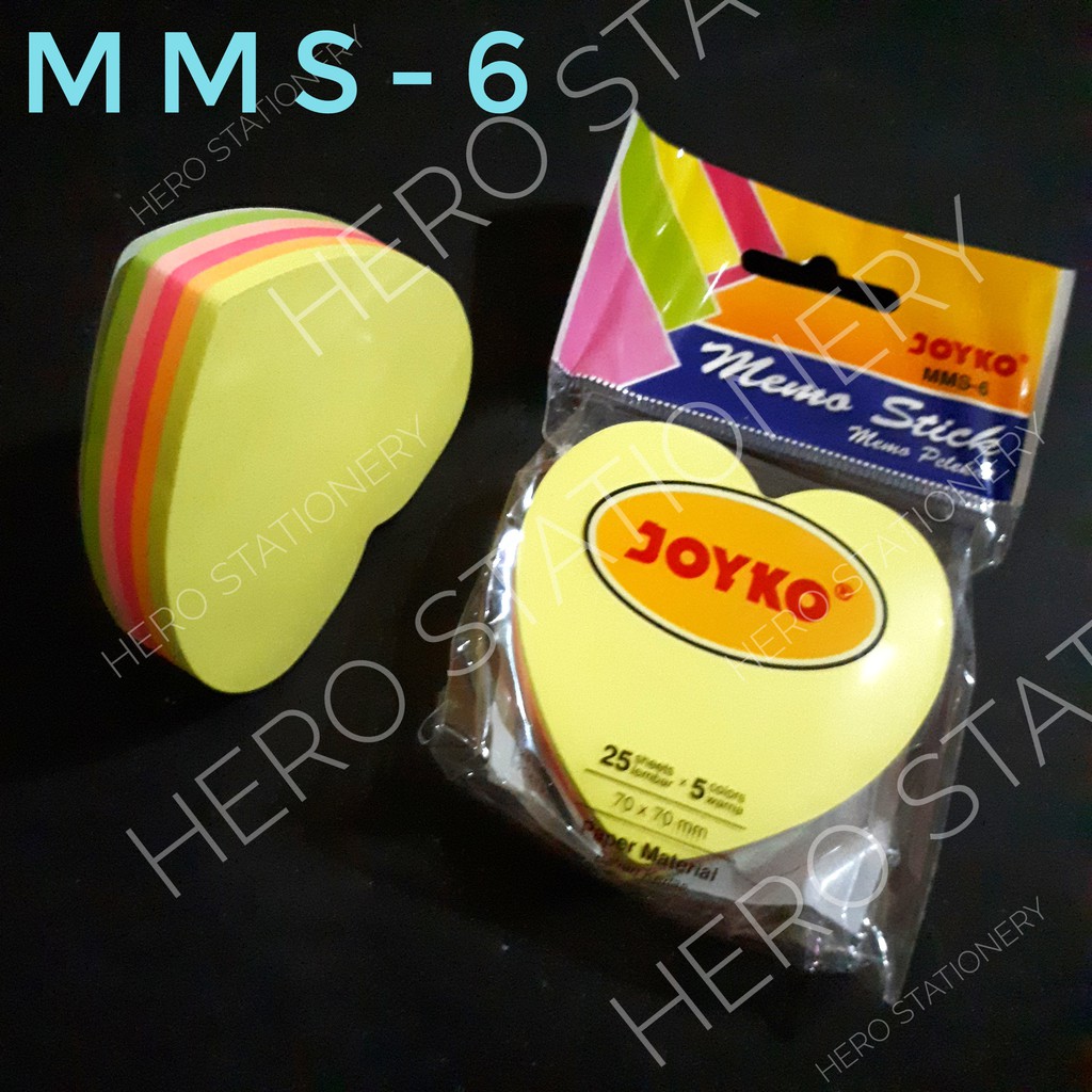 Jual Memo stick sticky note kertas joyko love heart 5 warna MMS-6 ...