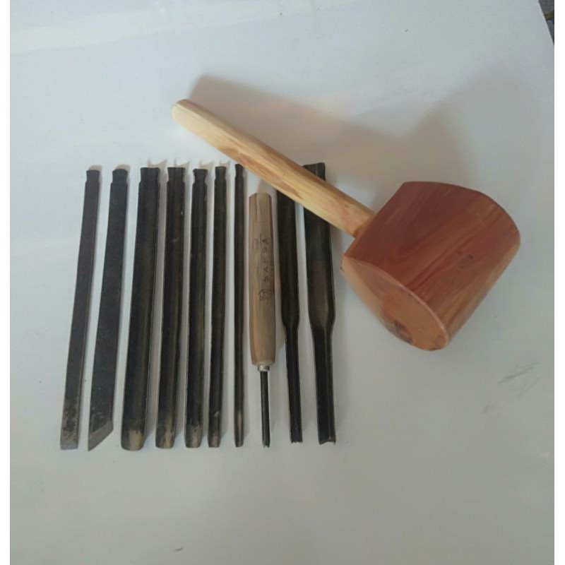 Jual Pahat Tatah Ukir Kayu Pelengkap Isi 10pcs Plus Ganden | Shopee ...
