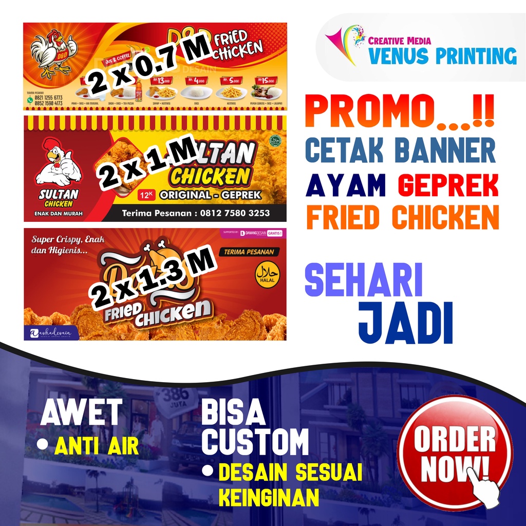 Jual Banner Ayam Geprek Fried Chicken/Spanduk/MMT Usaha Ayam Geprek ...