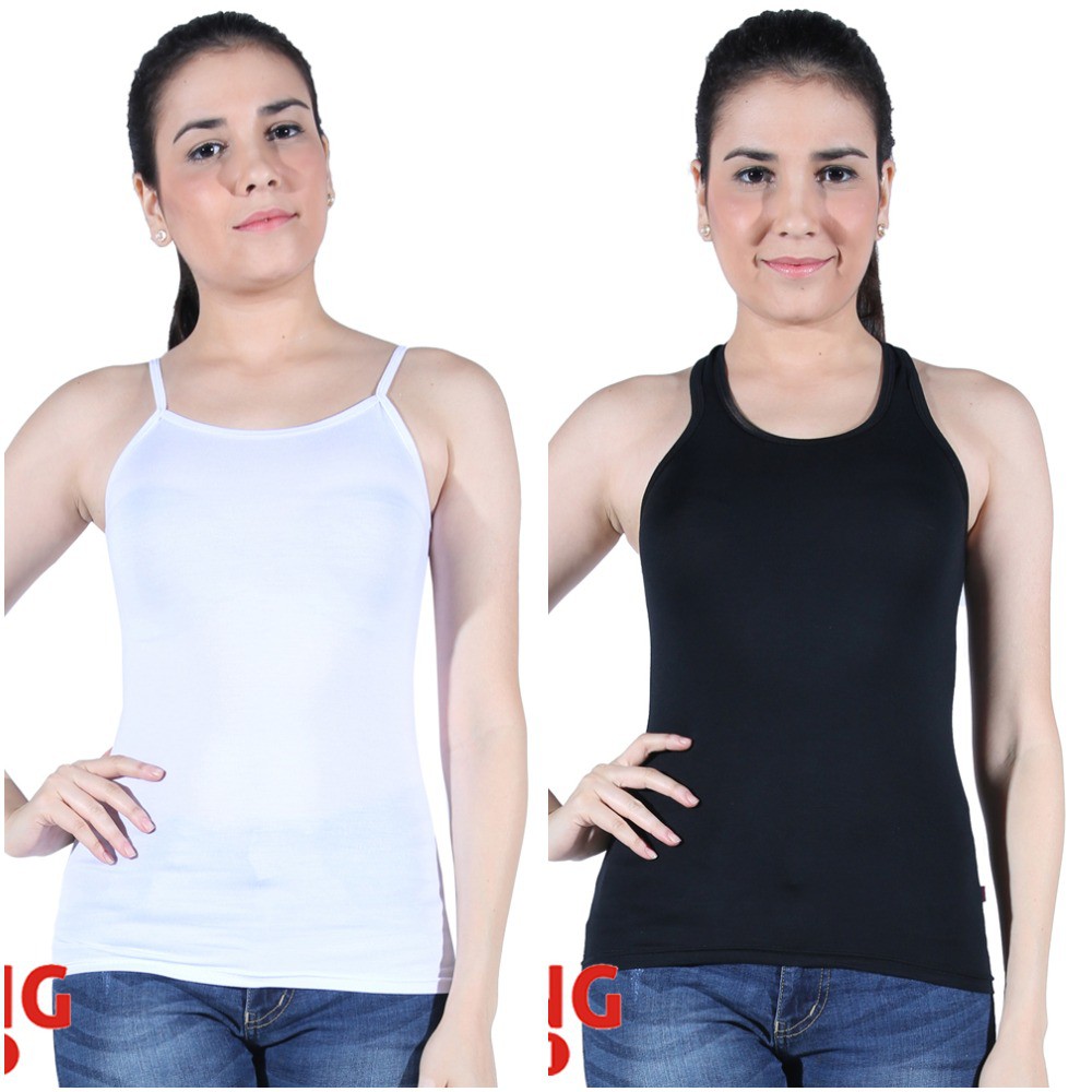 Jual Basic Singlet / Tank Top Wanita Polos - Hitam Putih (COMB ...
