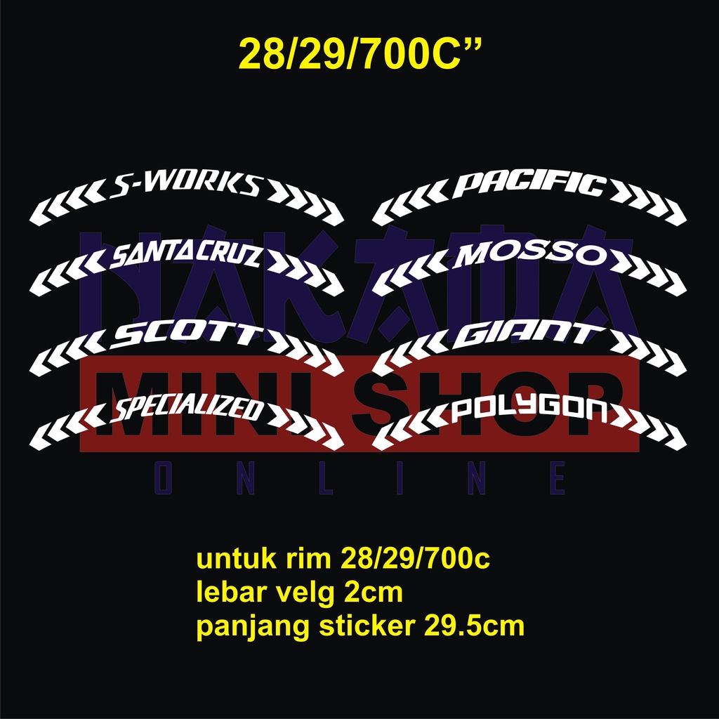 Jual cutting sticker reflective variasi velg sepeda size 28-29- 700c A ...